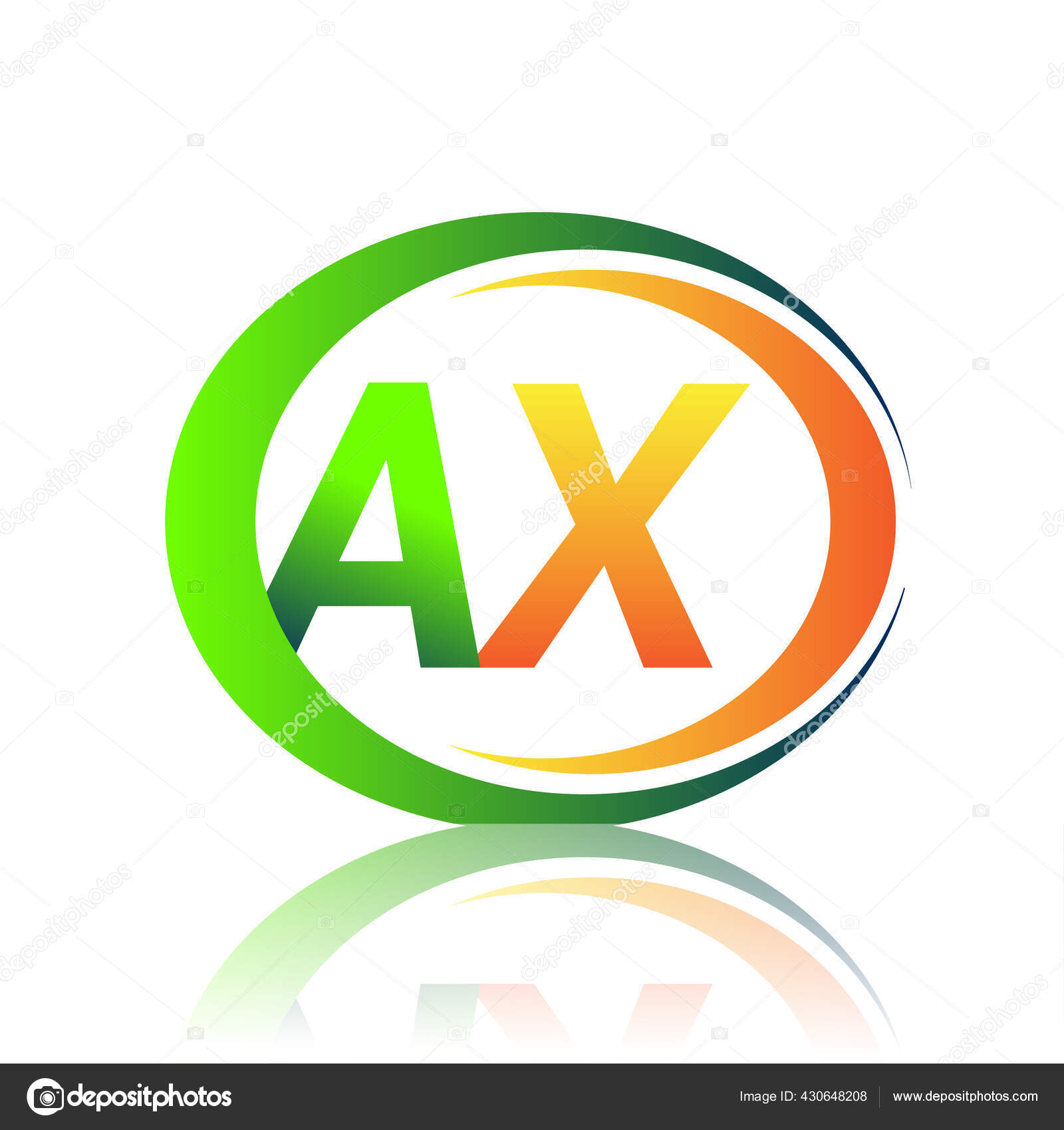 Initial Letter Logo Company Name Green Orange Color Circle Swoosh Stock ...