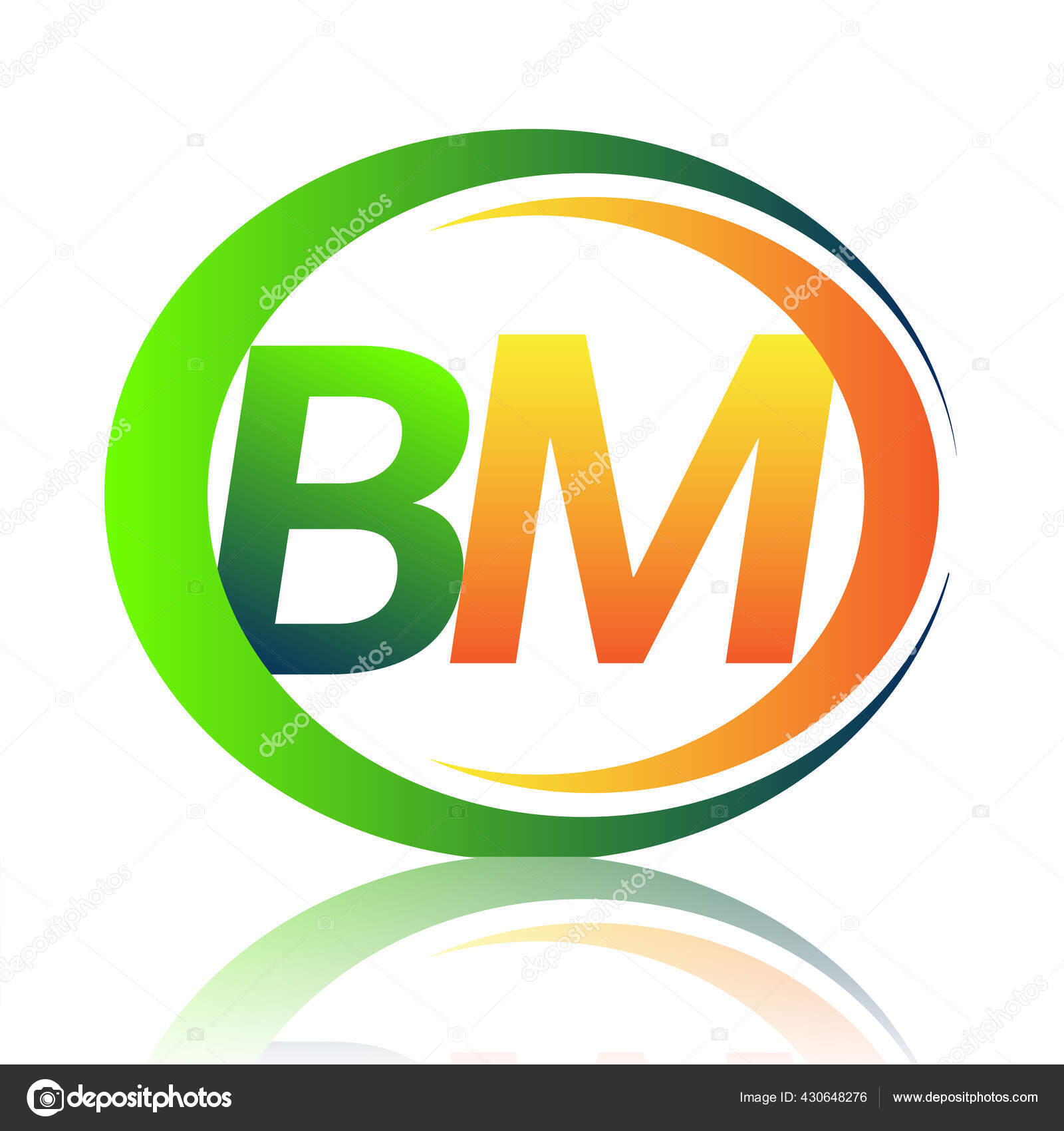 Initial Letter Logo Company Name Green Orange Color Circle Swoosh Stock ...