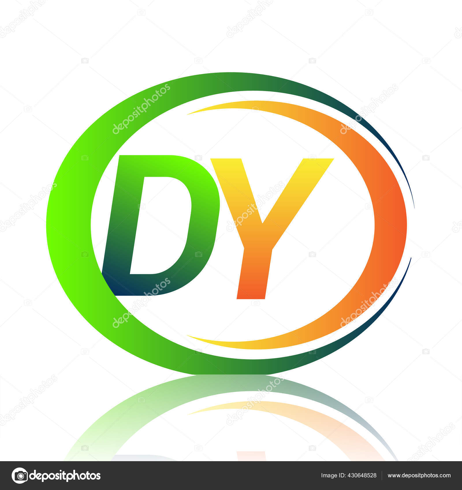 Initial Letter Logo Company Name Green Orange Color Circle Swoosh Stock ...