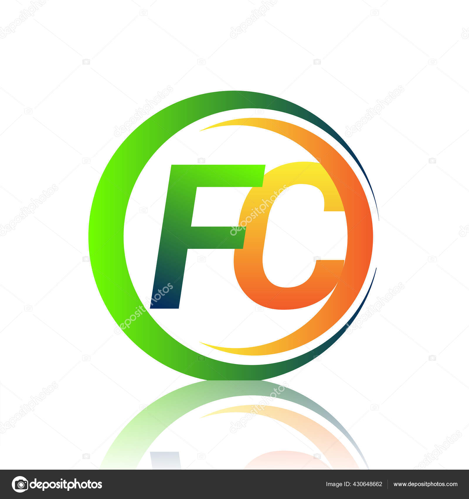 Initial Letter Logo Company Name Green Orange Color Circle Swoosh Stock ...