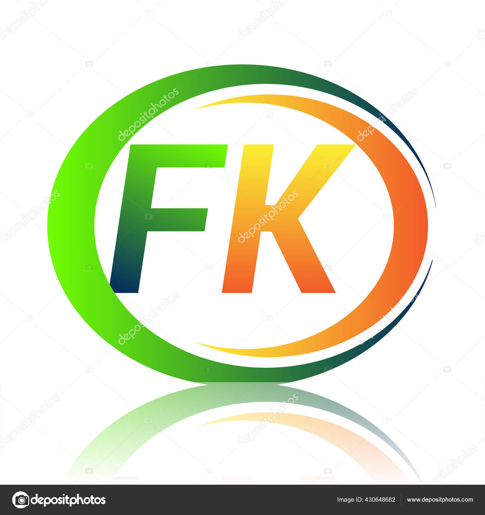 Initial Letter Logo Company Name Green Orange Color Circle Swoosh Stock ...