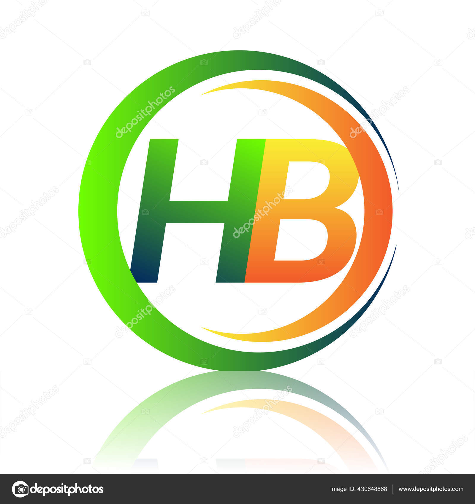 Initial Letter Logo Company Name Green Orange Color Circle Swoosh Stock ...