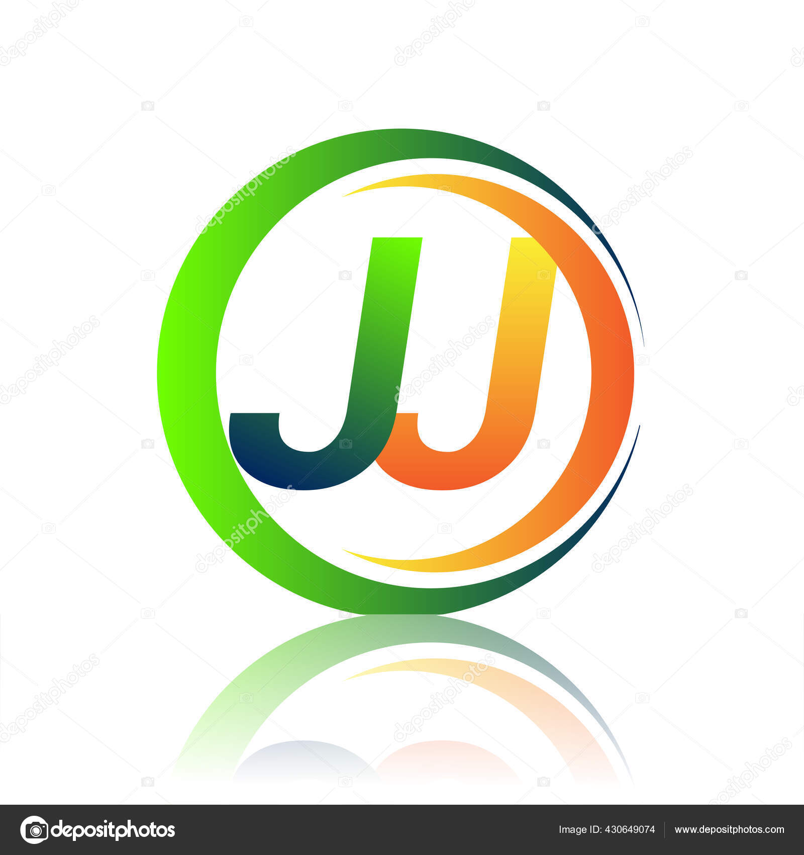 Initial Letter Logo Company Name Green Orange Color Circle Swoosh Stock ...