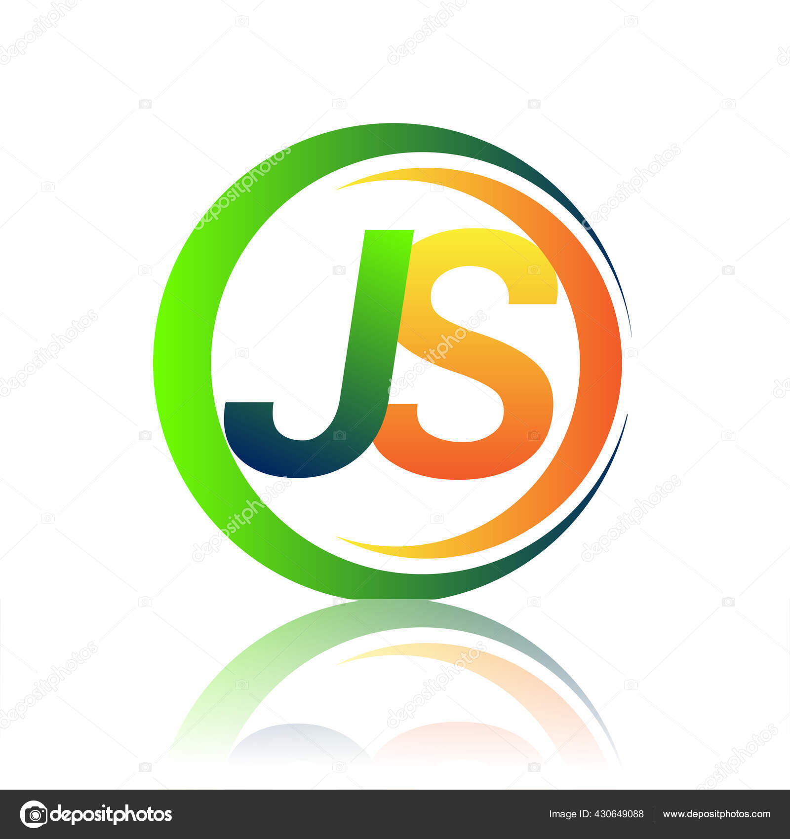 Initial Letter Logo Company Name Green Orange Color Circle Swoosh Stock ...