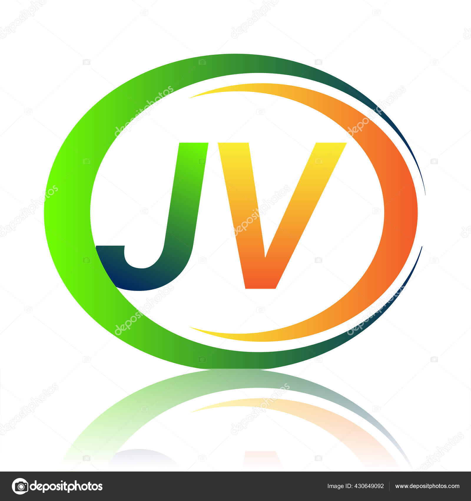 Initial Letter Logo Company Name Green Orange Color Circle Swoosh Stock ...