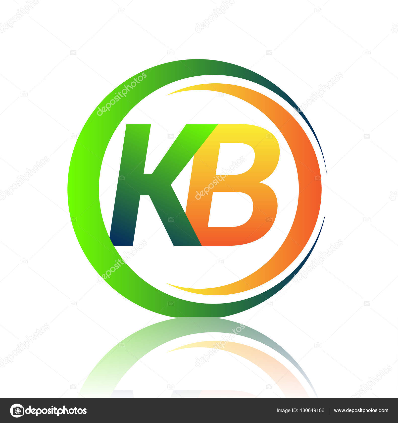 Initial Letter Logo Company Name Green Orange Color Circle Swoosh Stock ...