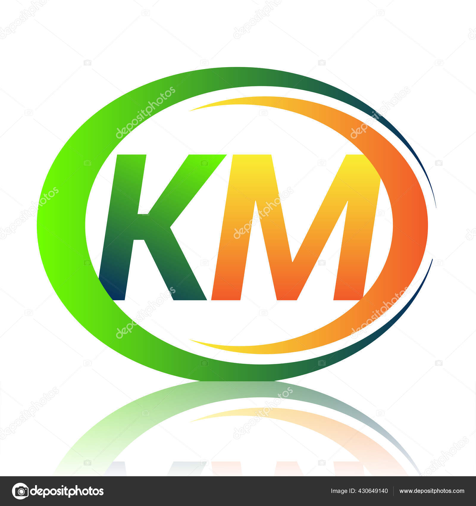 Initial Letter Logo Company Name Green Orange Color Circle Swoosh Stock ...
