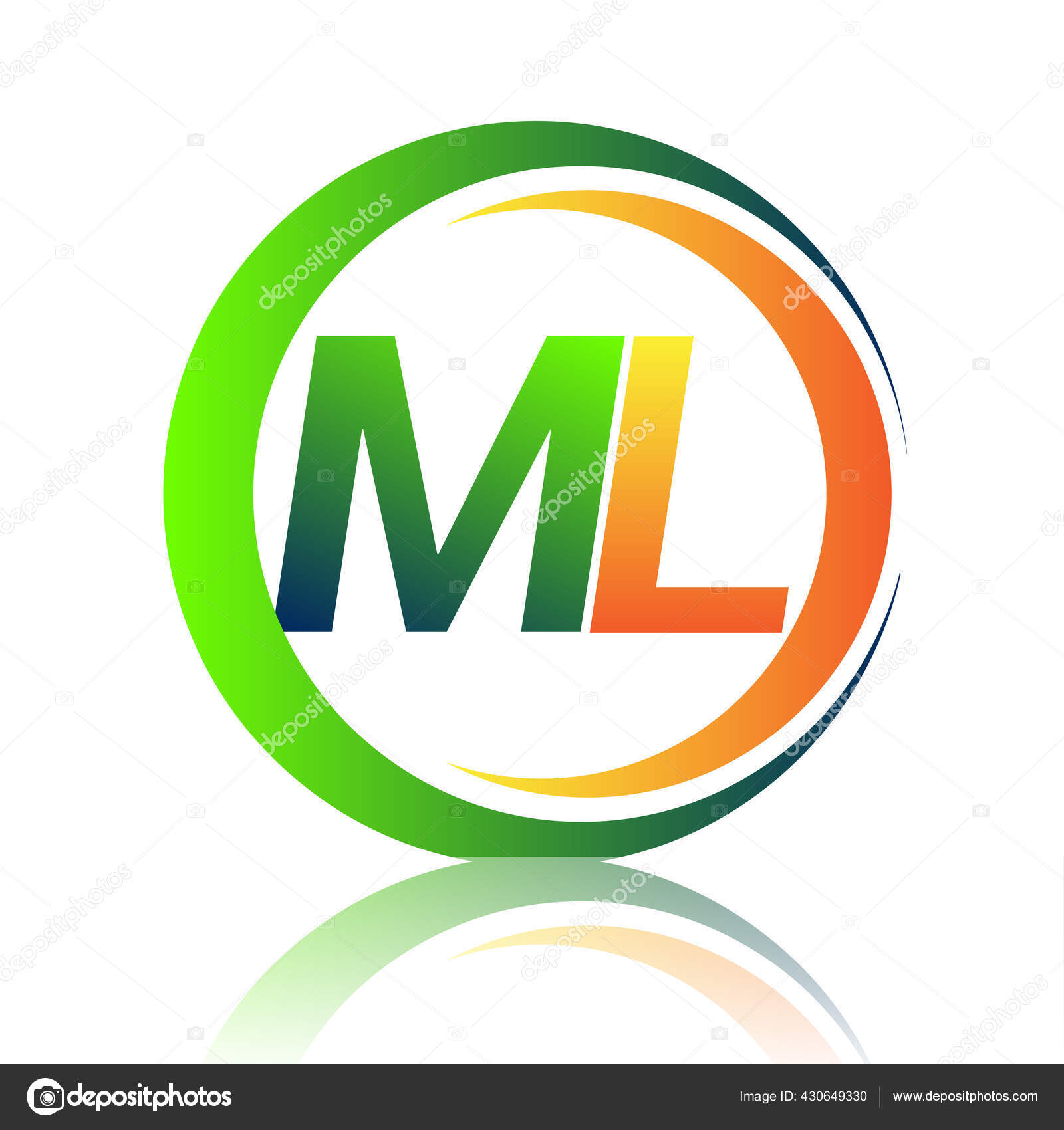 Initial Letter Logo Company Name Green Orange Color Circle Swoosh Stock ...