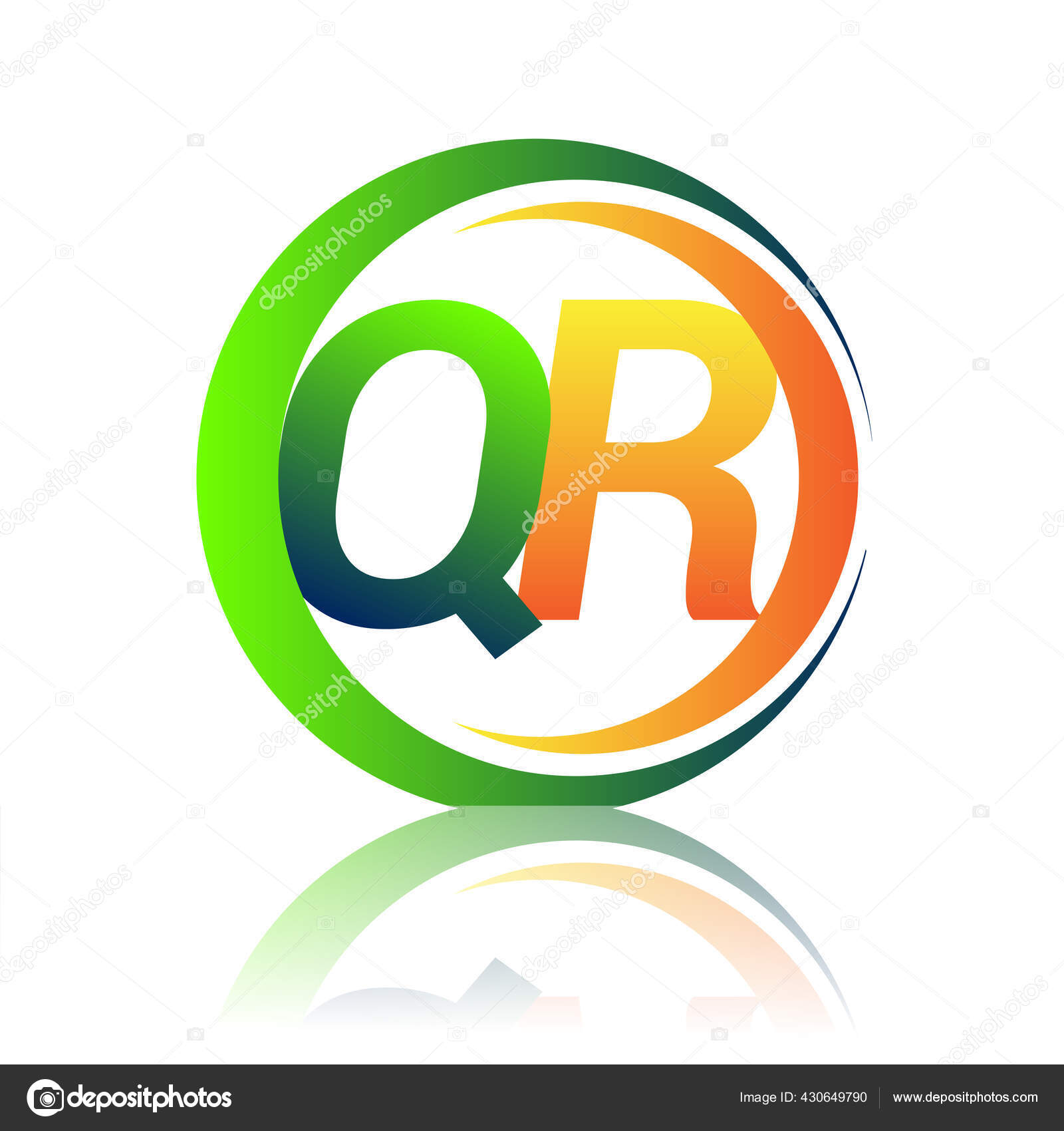 Initial Letter Logo Company Name Green Orange Color Circle Swoosh Stock ...