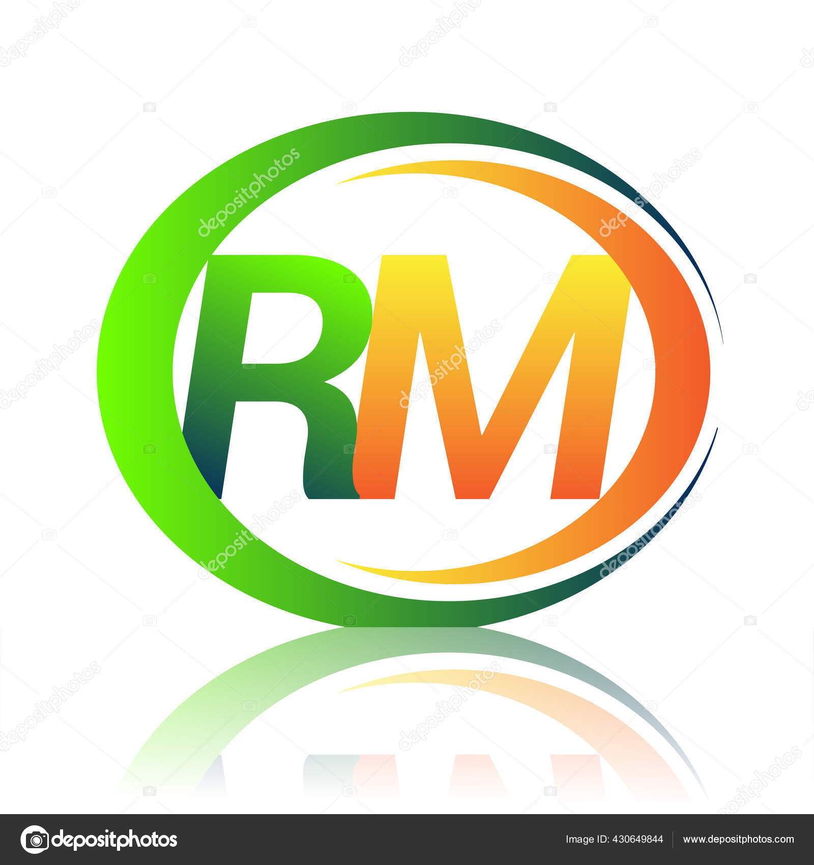 Initial Letter Logo Company Name Green Orange Color Circle Swoosh Stock ...