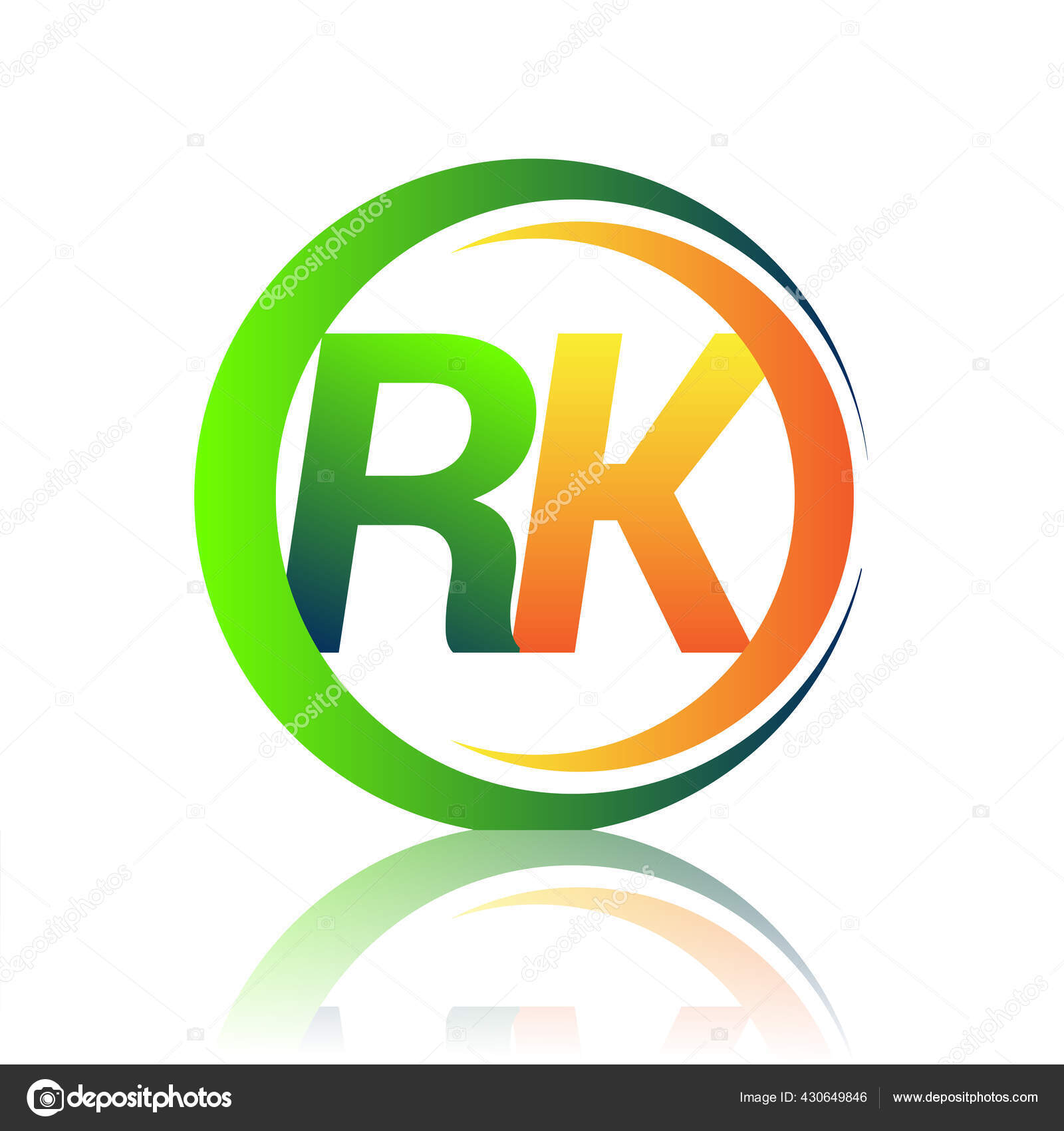 Initial Letter Logo Company Name Green Orange Color Circle Swoosh Stock ...