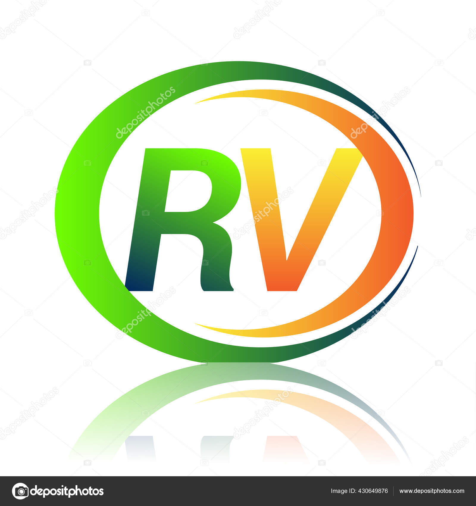 Initial Letter Logo Company Name Green Orange Color Circle Swoosh Stock ...