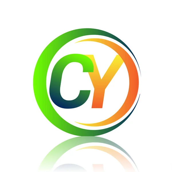 Initial Letter Logo Company Name Green Orange Color Circle Swoosh Stock ...