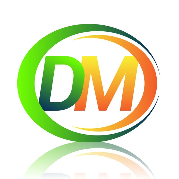 Initial Letter Logo Company Name Green Orange Color Circle Swoosh Stock ...