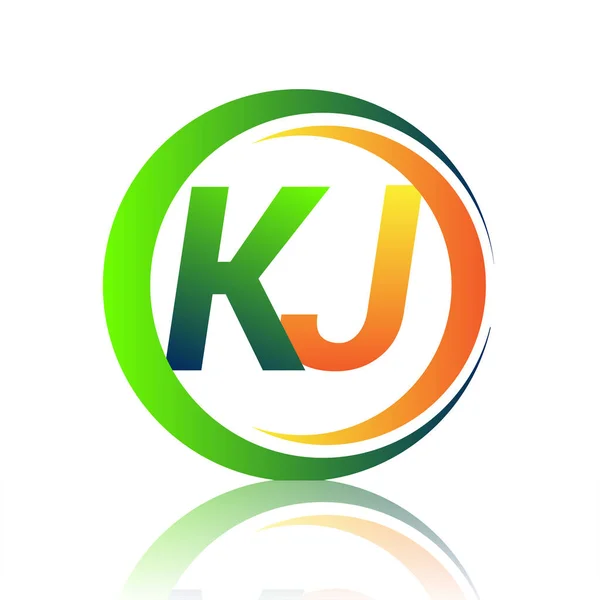 Initial Letter Logo Company Name Green Orange Color Circle Swoosh Stock ...