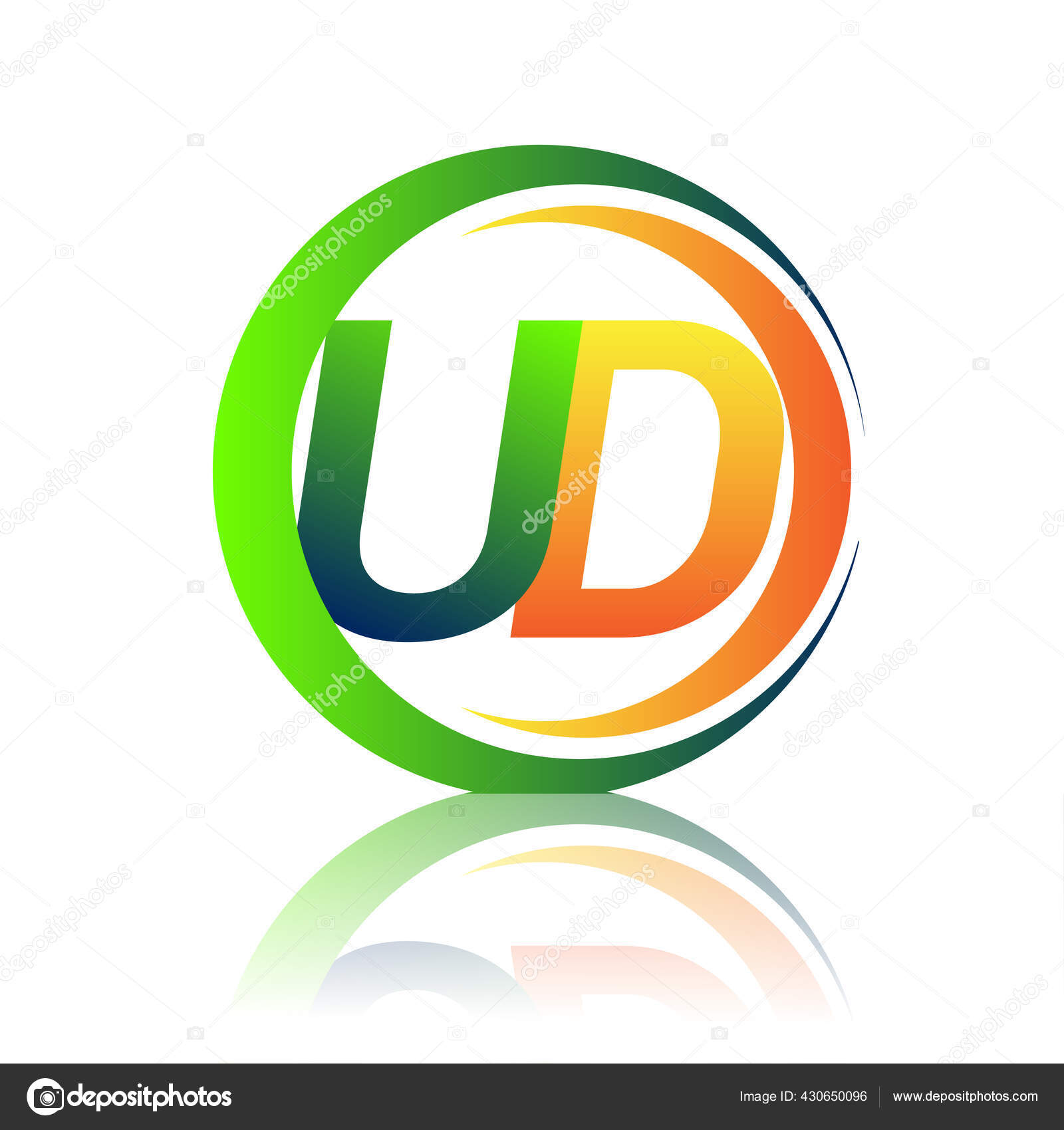 Initial Letter Logo Company Name Green Orange Color Circle Swoosh Stock ...