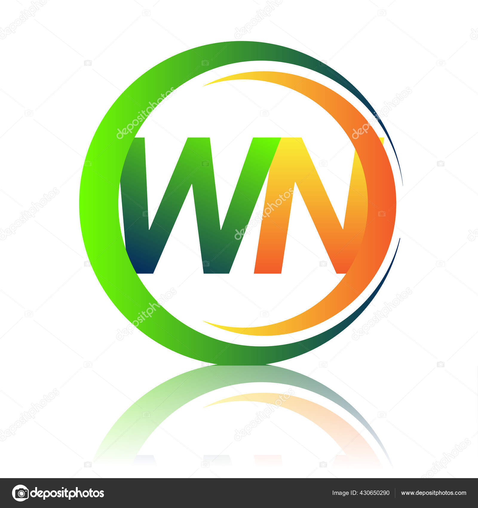 Initial Letter Logo Company Name Green Orange Color Circle Swoosh Stock ...