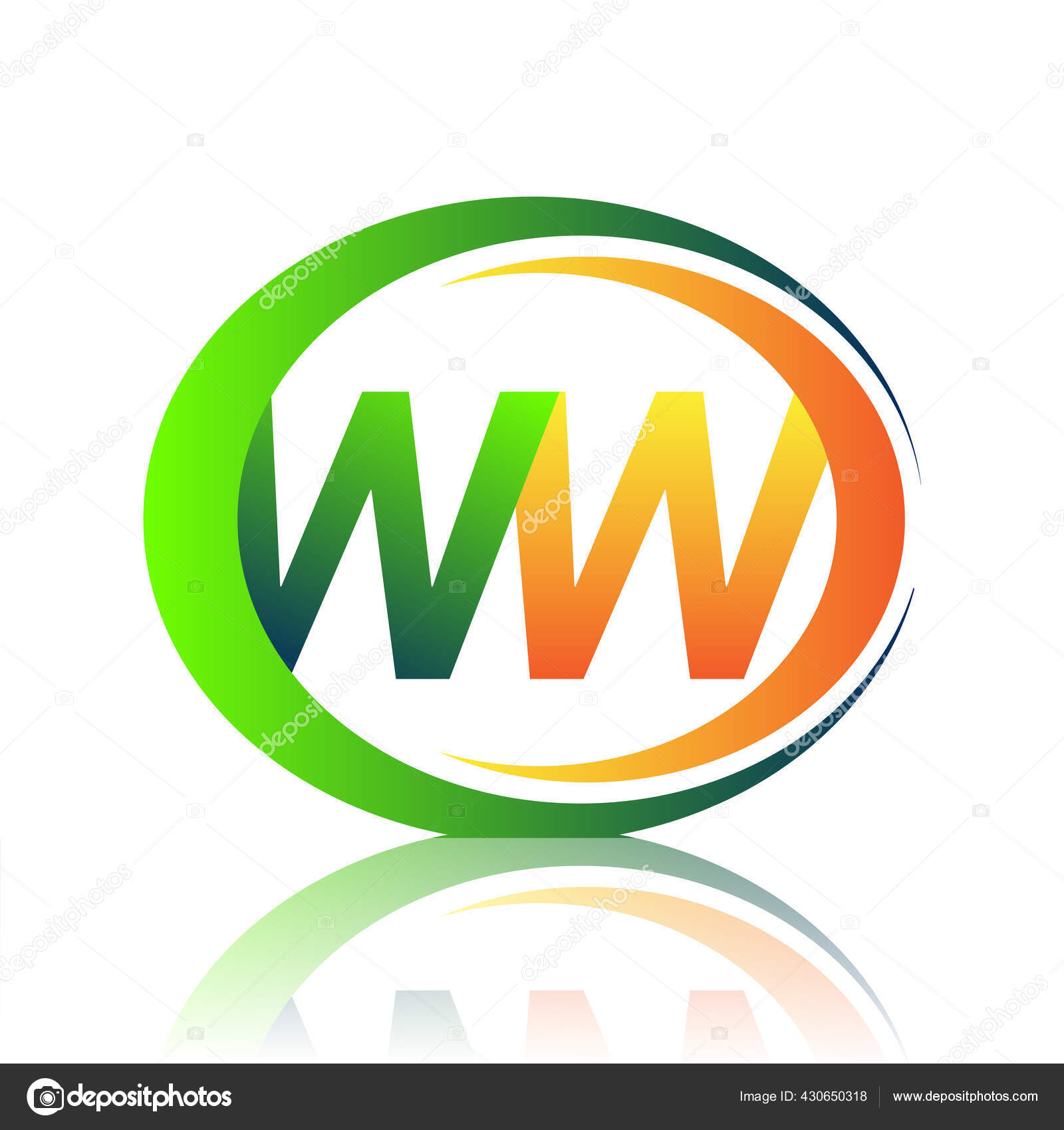 Initial Letter Logo Company Name Green Orange Color Circle Swoosh Stock ...