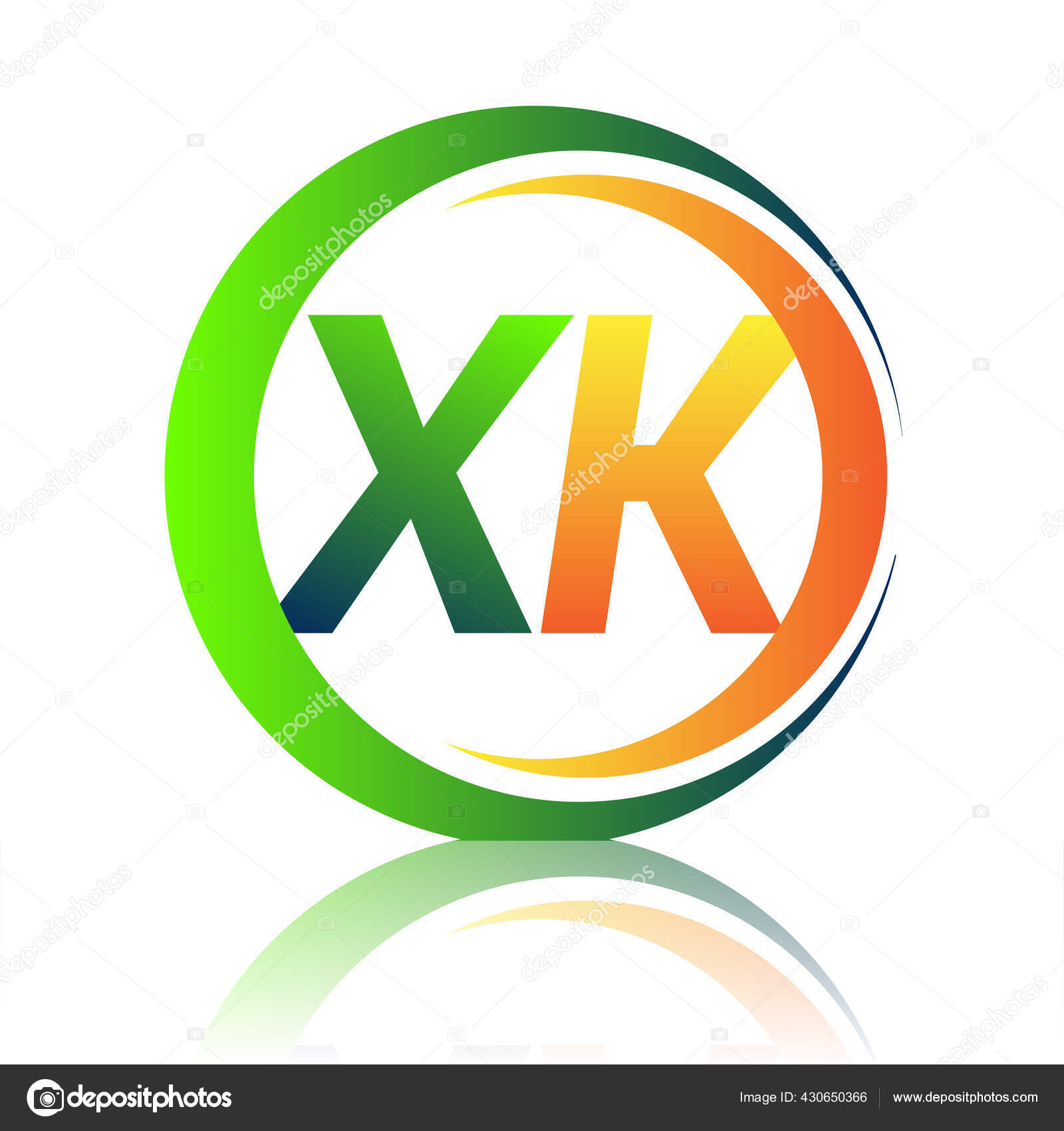 Initial Letter Logo Company Name Green Orange Color Circle Swoosh Stock ...