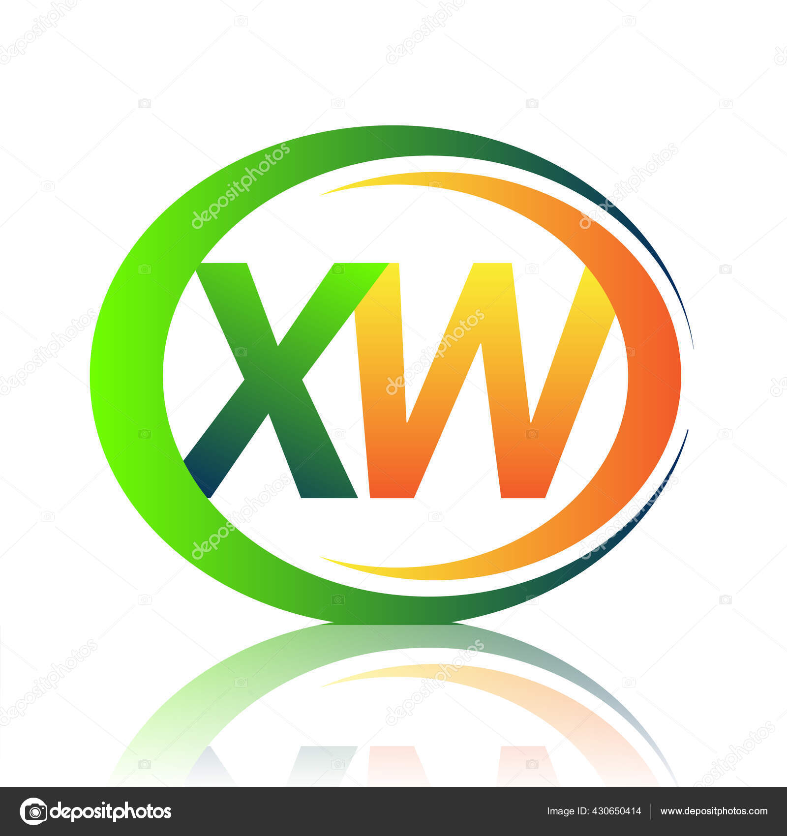 Initial Letter Logo Company Name Green Orange Color Circle Swoosh Stock ...