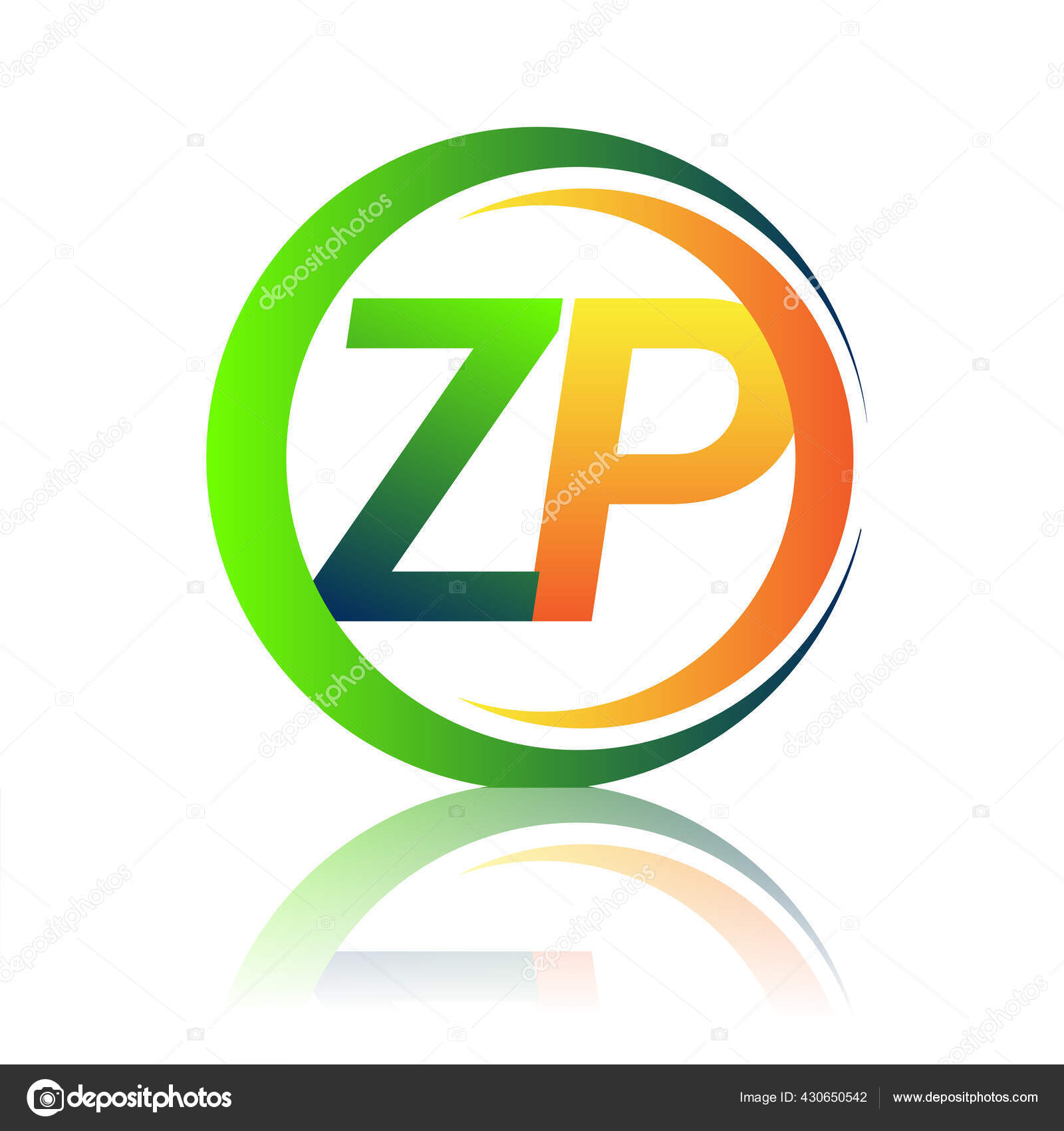 Initial Letter Logo Company Name Green Orange Color Circle Swoosh Stock ...