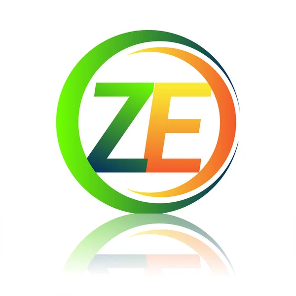 Initial Letter Logo Company Name Green Orange Color Circle Swoosh Stock ...