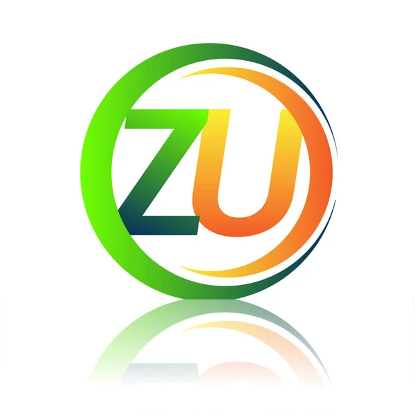 Initial Letter Logo Company Name Green Orange Color Circle Swoosh Stock ...