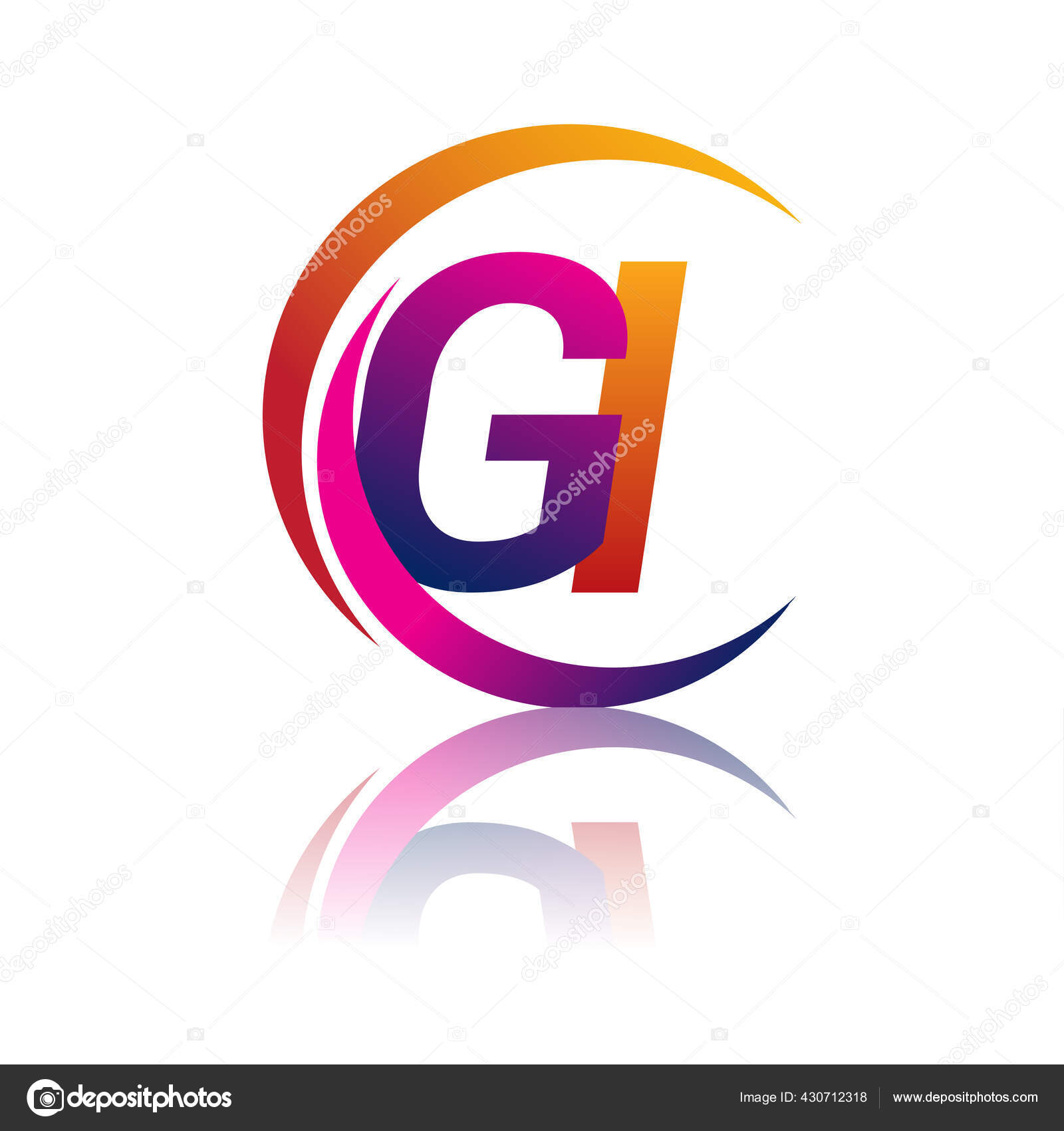 Initial Letter Logotype Company Name Orange Magenta Color Circle Swoosh ...