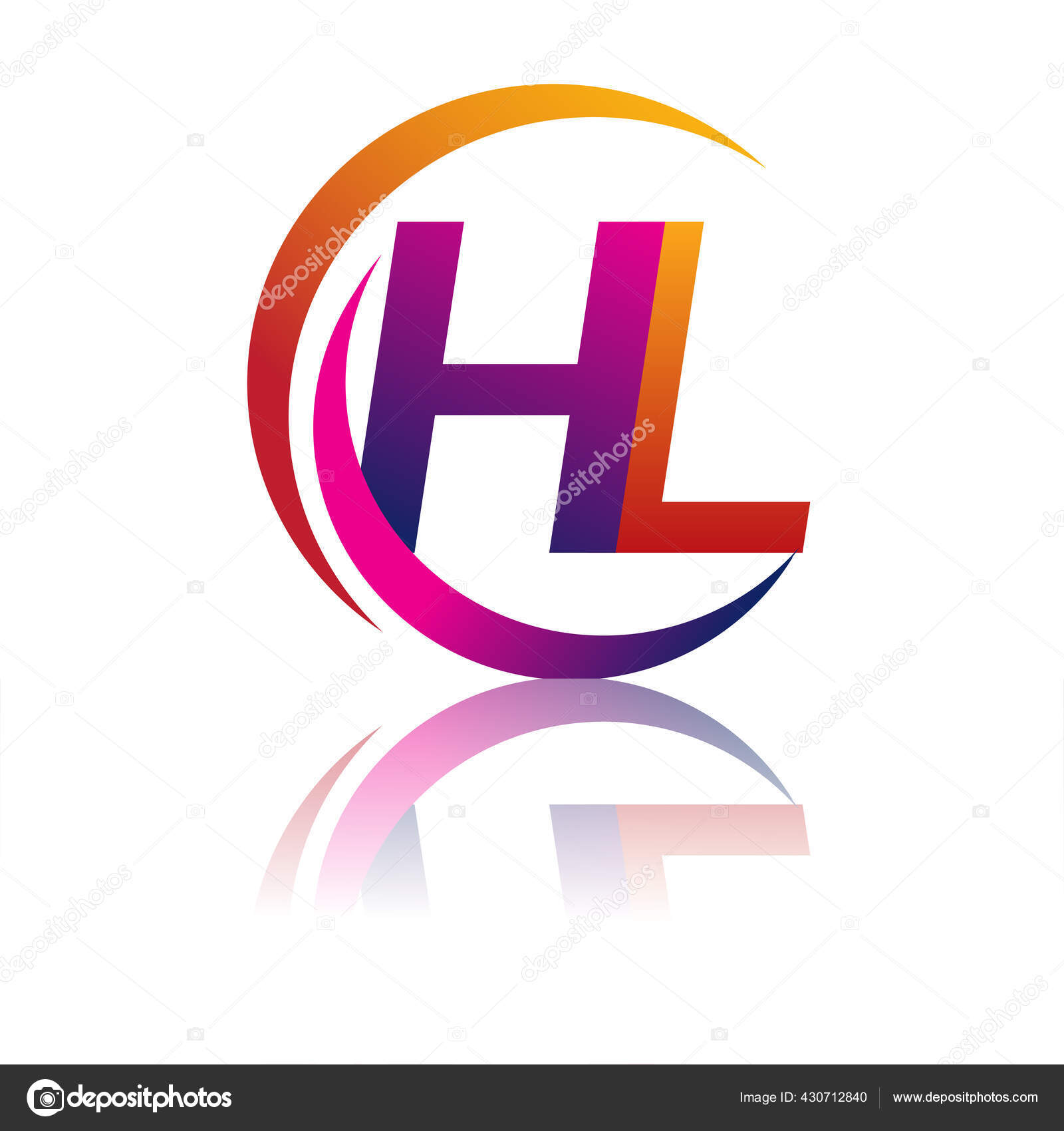 Initial Letter Logotype Company Name Orange Magenta Color Circle Swoosh ...