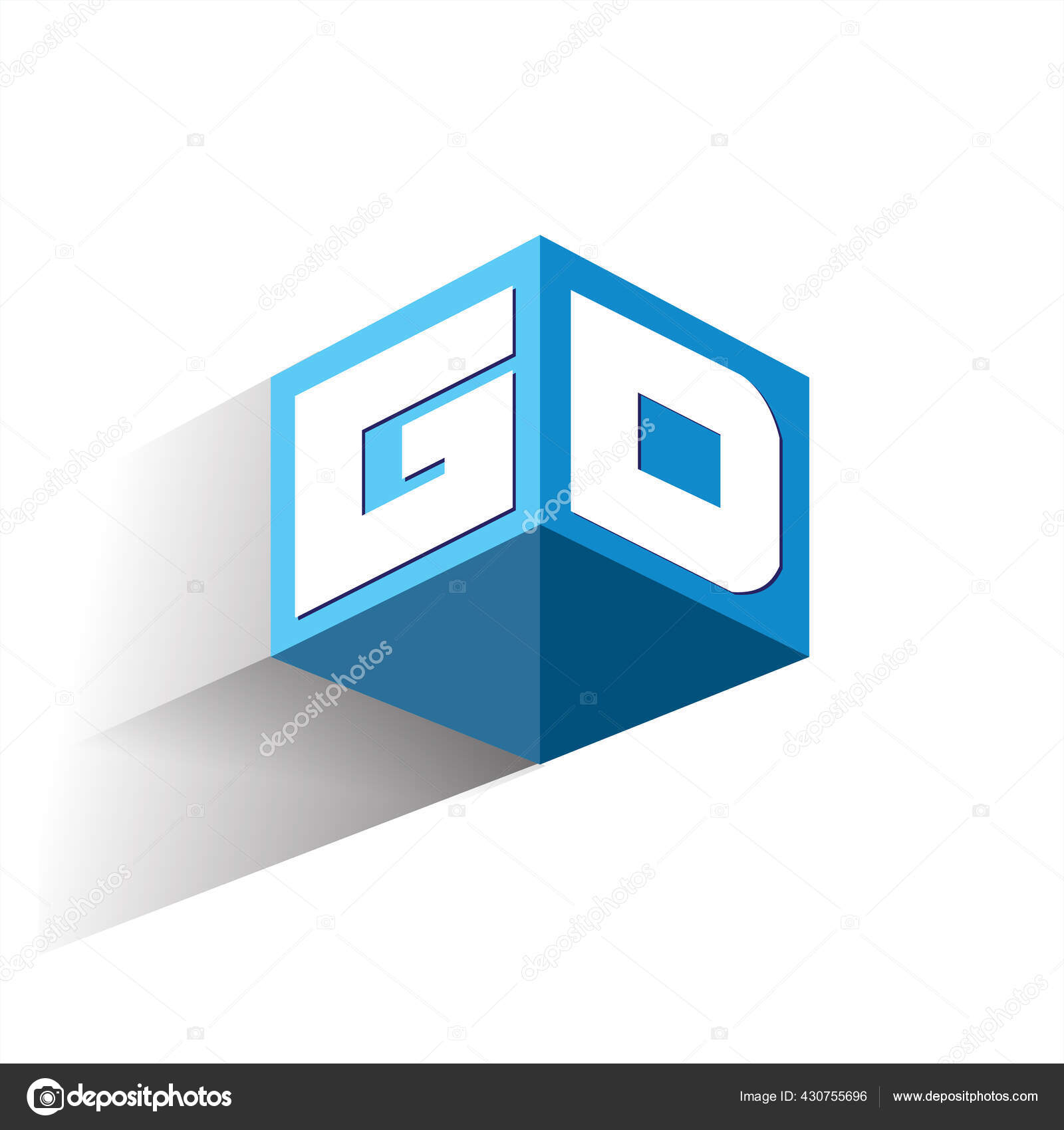 Logotipo Letra Forma Hexágono Fondo Azul Logotipo Cubo Con Diseño Vector de stock #430755696 de ...