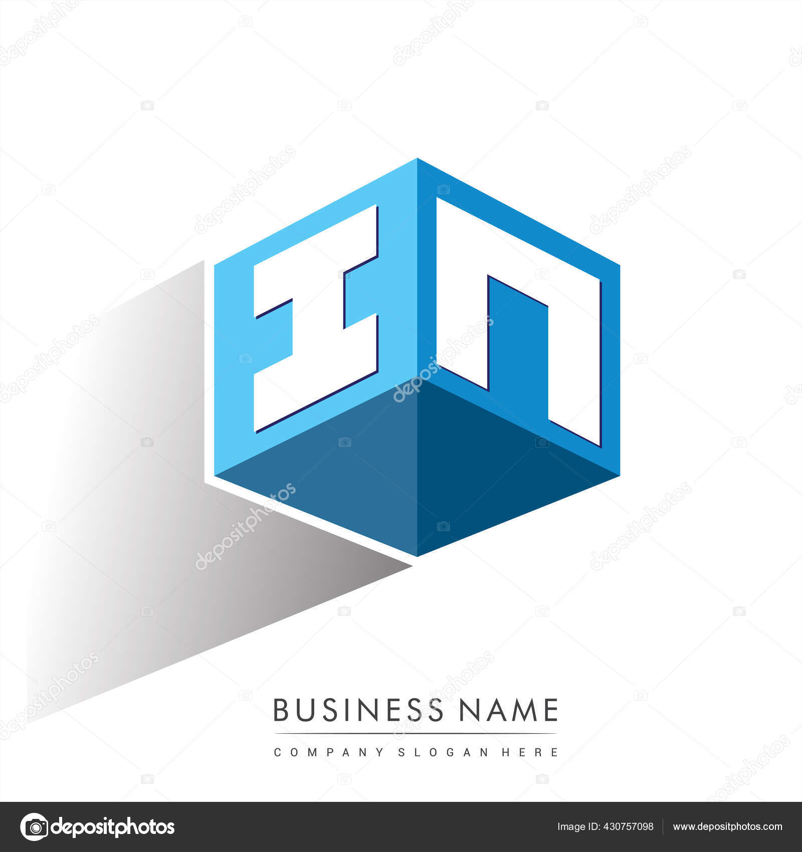 Letter Logo Hexagon Shape Blue Background Cube Logo Letter Design Stock ...