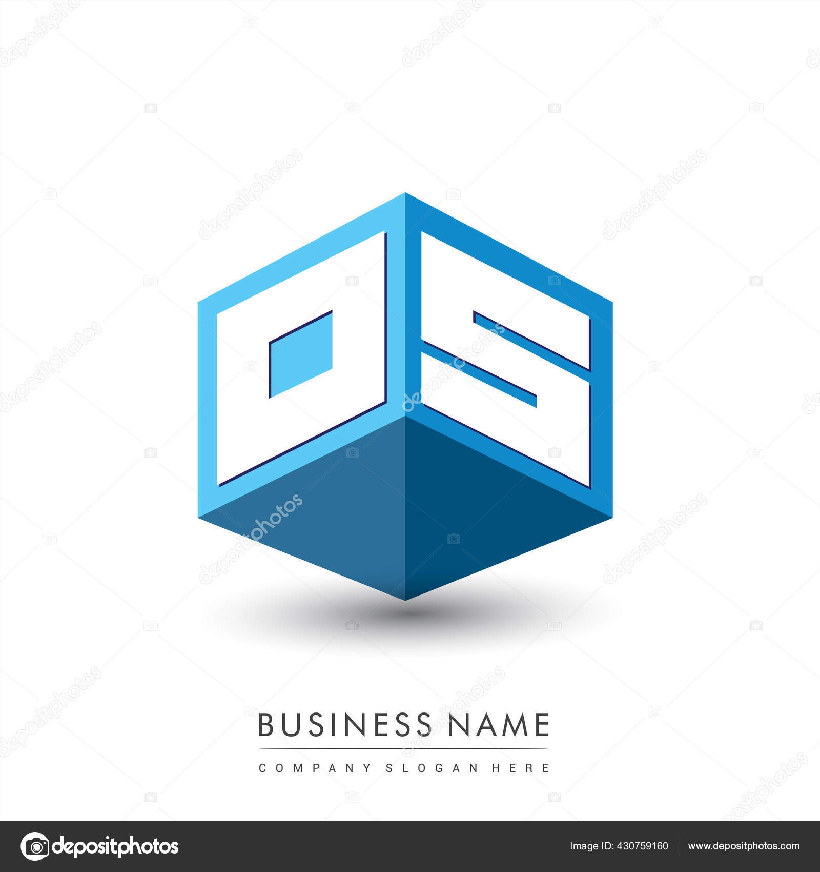Letter Logo Hexagon Shape Blue Background Cube Logo Letter Design Stock ...