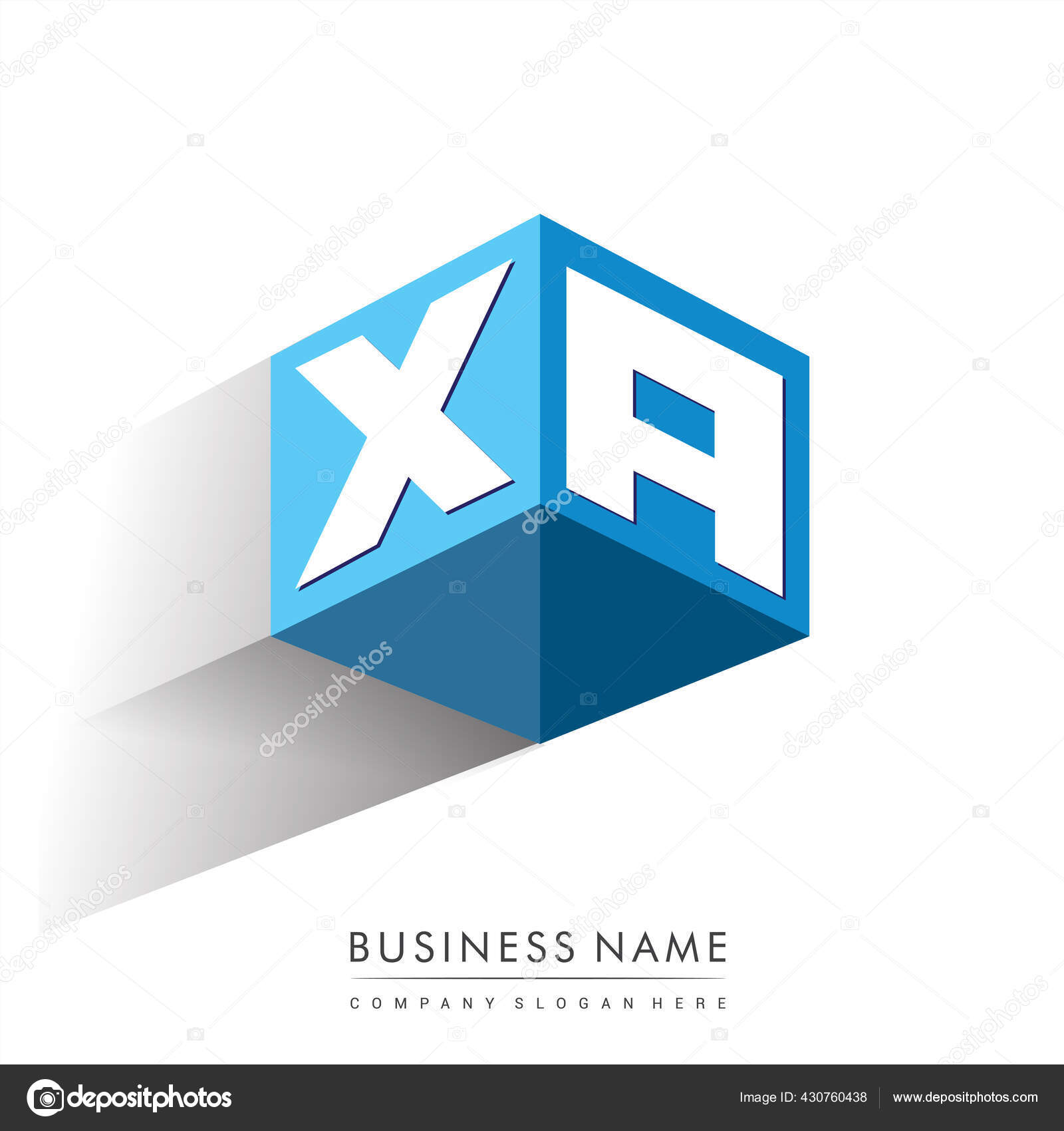 Logotipo Letra Forma Hexágono Fondo Azul Logotipo Cubo Con Diseño ...