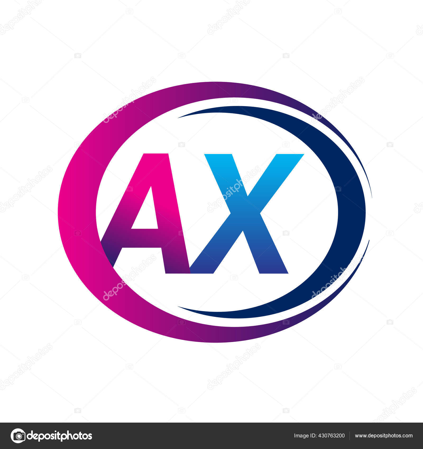 Initial Letter Logo Company Name Blue Magenta Color Circle Swoosh Stock ...