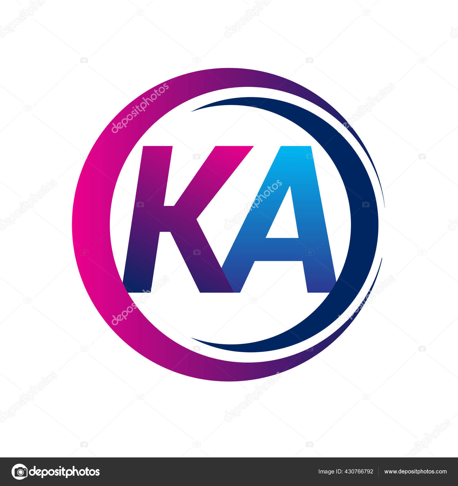 Initial Letter Logo Company Name Blue Magenta Color Circle Swoosh Stock ...