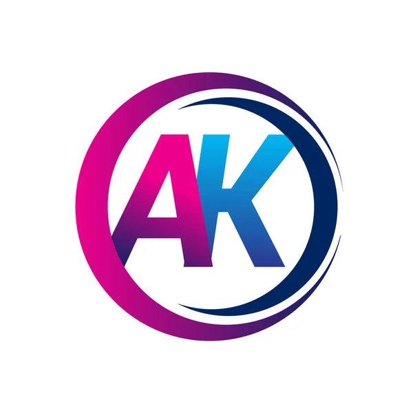 Initial Letter Logo Company Name Blue Grey Color Circle Swoosh Stock ...