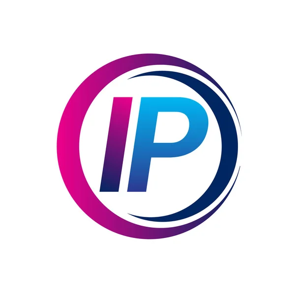 Initial Letter Logotype Company Name Colored Orange Blue Swoosh Design ...