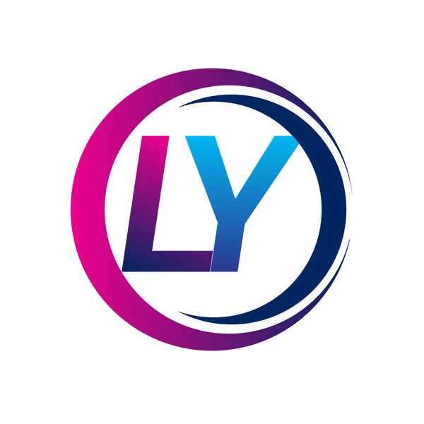 Initial Logo Company Name Colored Blue Black Swoosh Design Isolated ...