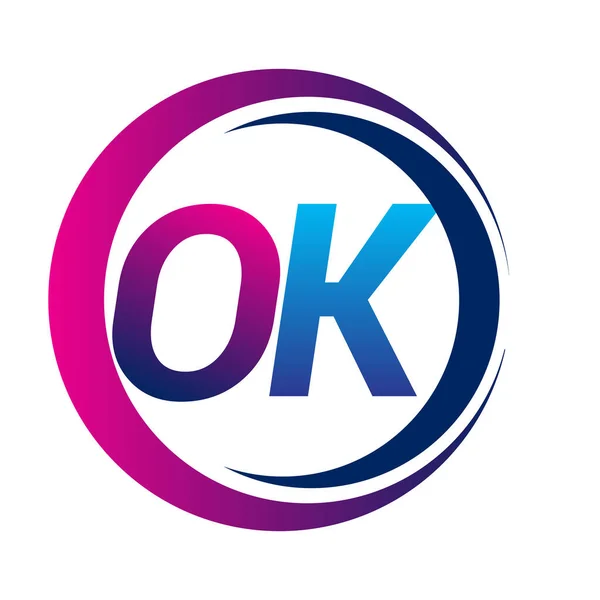 Initial Letter Logotype Company Name Orange Magenta Color Circle Swoosh ...