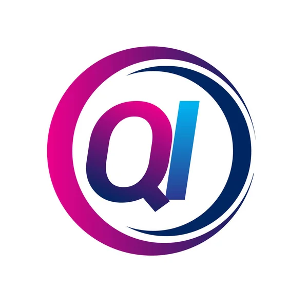 Initial Letter Logotype Company Name Orange Magenta Color Circle Swoosh ...