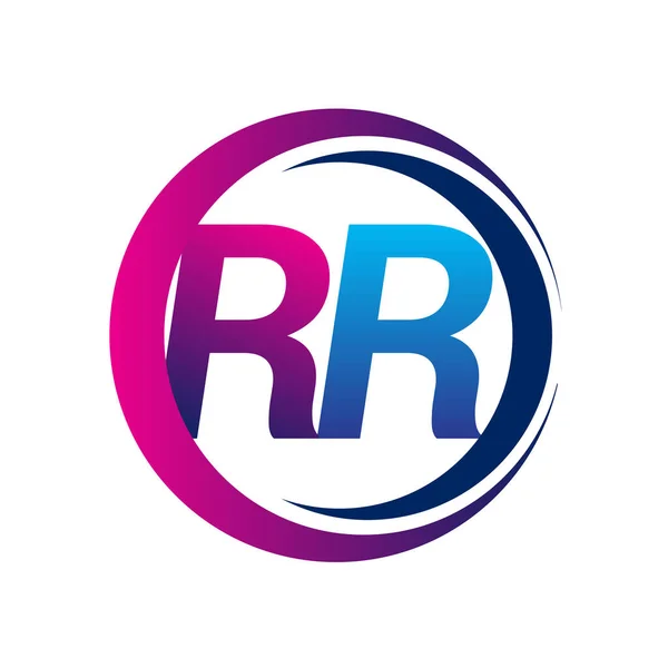 Initial Letter Logotype Company Name Orange Magenta Color Circle Swoosh ...