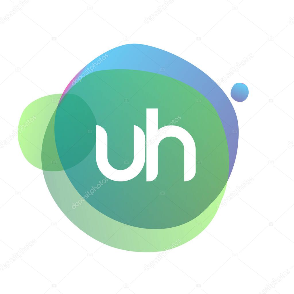 Logotipo de la letra UH con fondo colorido del chapoteo, diseño del ...