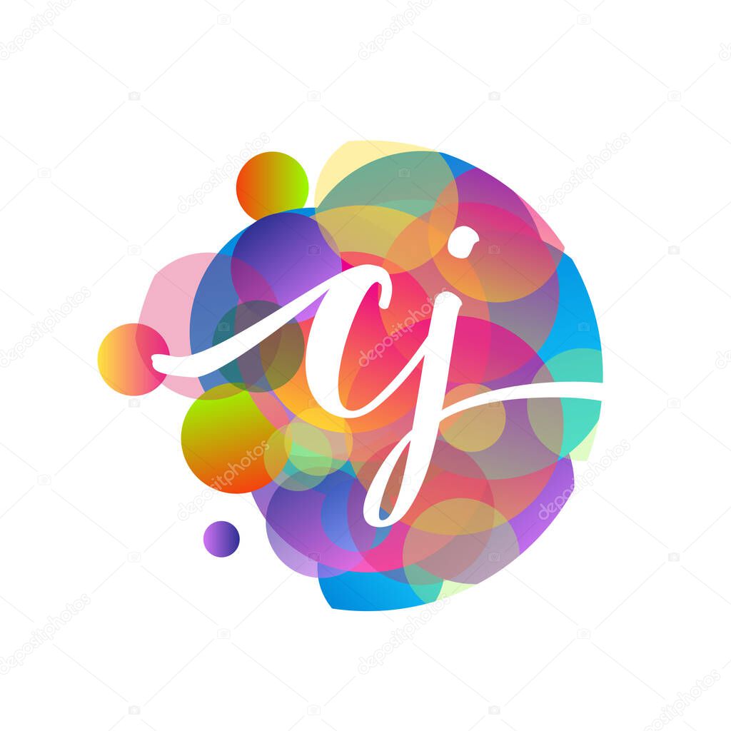 Logotipo de la letra CJ con fondo colorido del chapoteo, diseño del logotipo de la combinación ...
