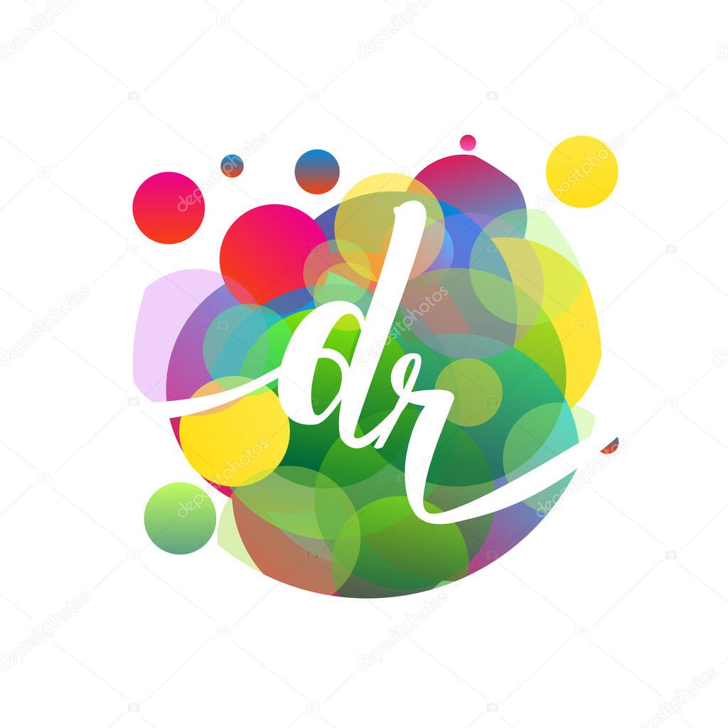 Logotipo de la letra DR con fondo colorido del chapoteo, diseño del ...