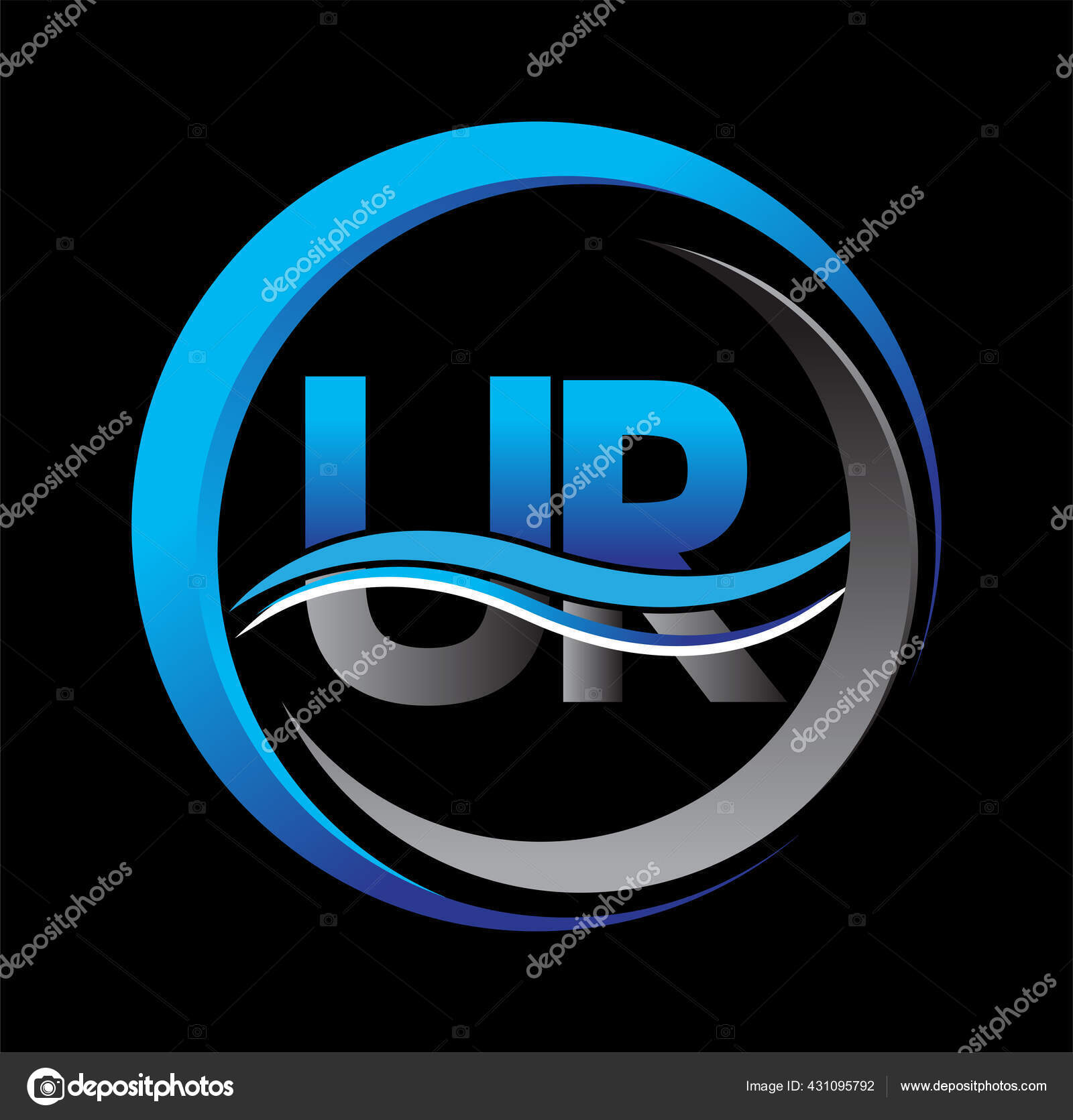Initial Letter Logo Company Name Blue Grey Color Circle Swoosh Stock ...