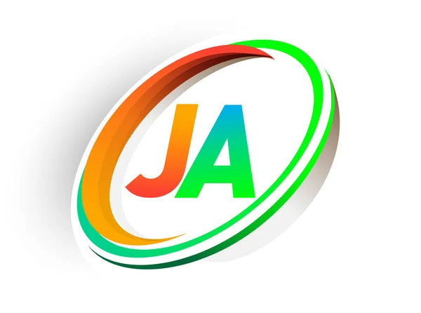 Initial Letter Logo Company Name Green Orange Color Circle Swoosh Stock ...