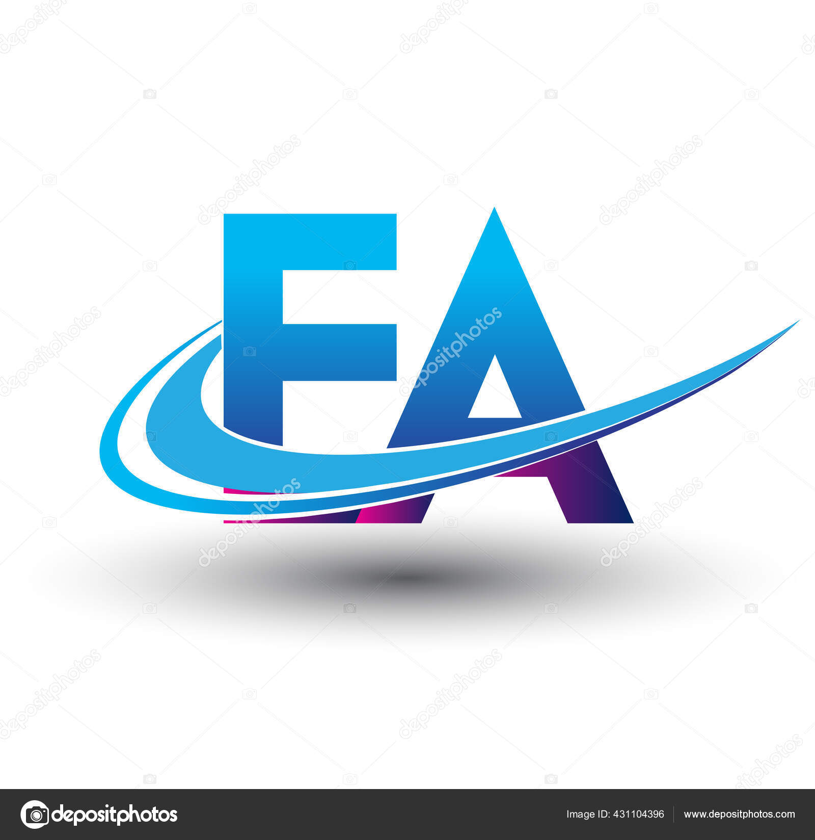 Initial Letter Logotype Company Name Colored Blue Magenta Swoosh Design ...