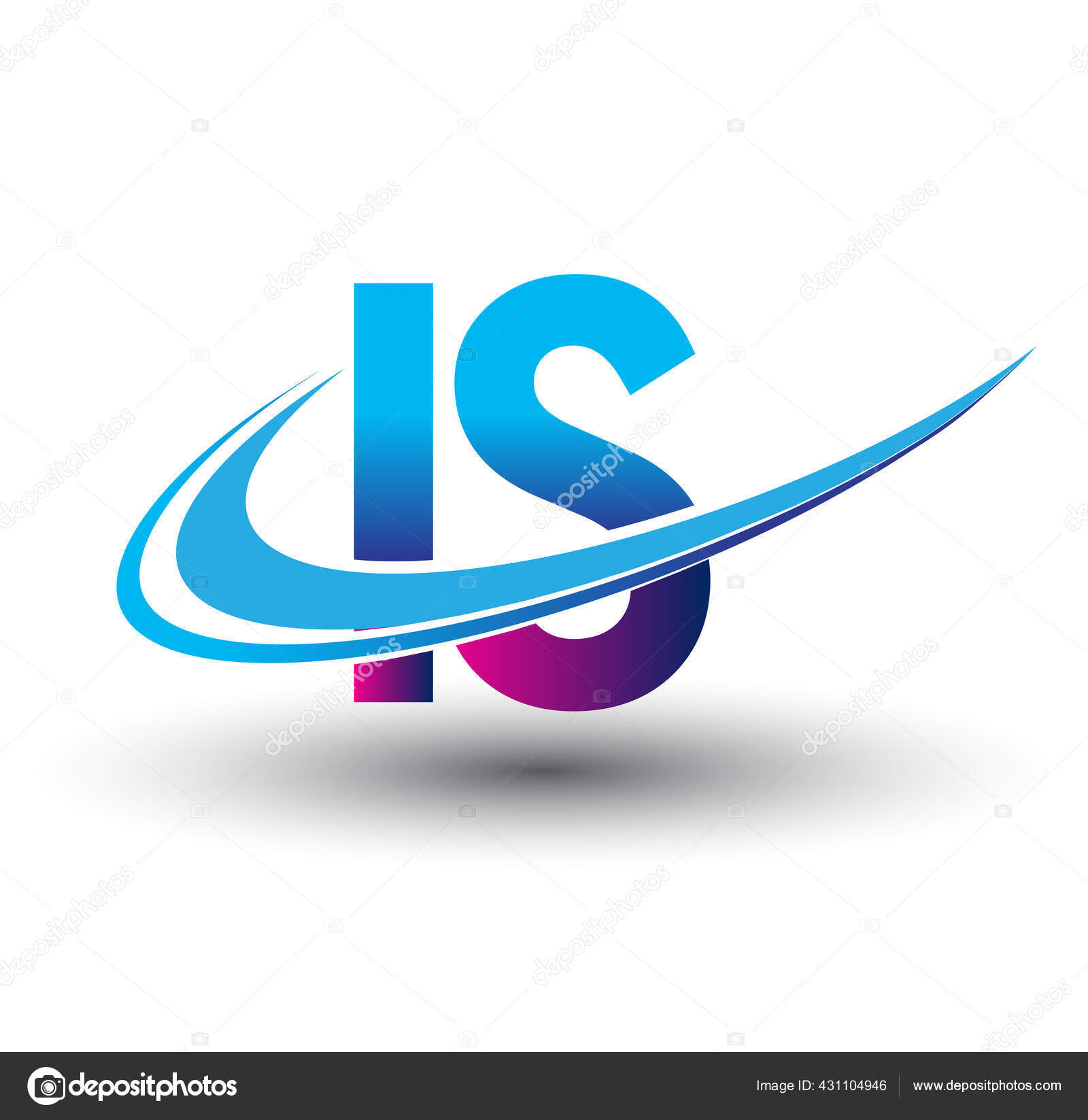 Initial Letter Logotype Company Name Colored Blue Magenta Swoosh Design ...