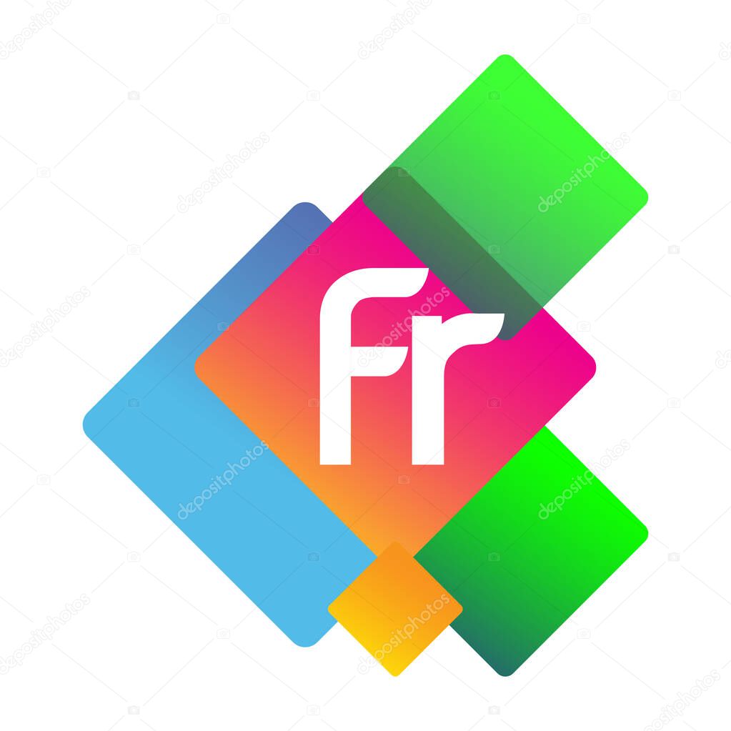 Logotipo de la letra FR con forma geométrica colorida, diseño del ...
