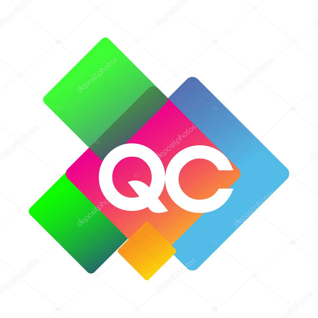 Logo de la letra QC con forma geométrica colorida, diseño del logotipo ...